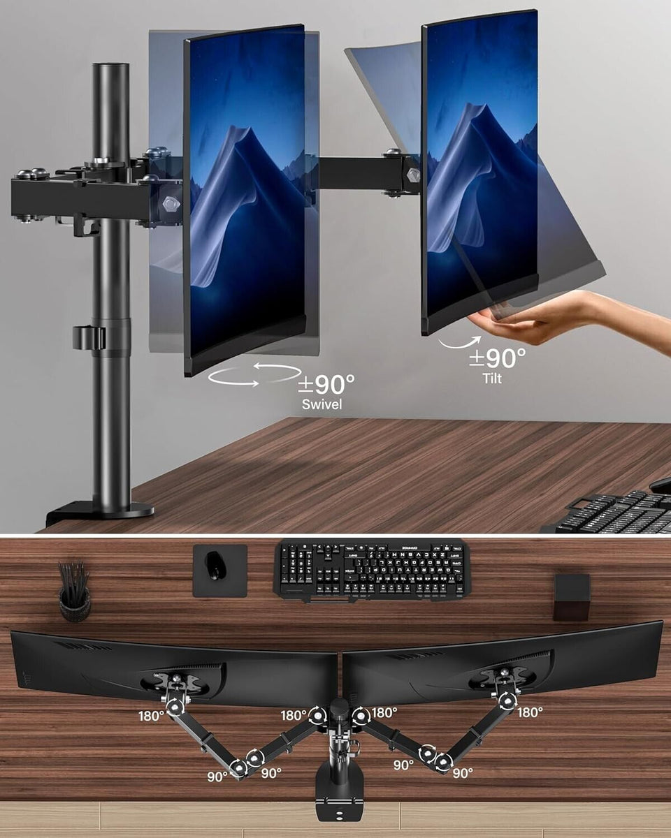Dual Monitor Stand VESA Monitor Arm Double Monitor Mount Height Adjust ...