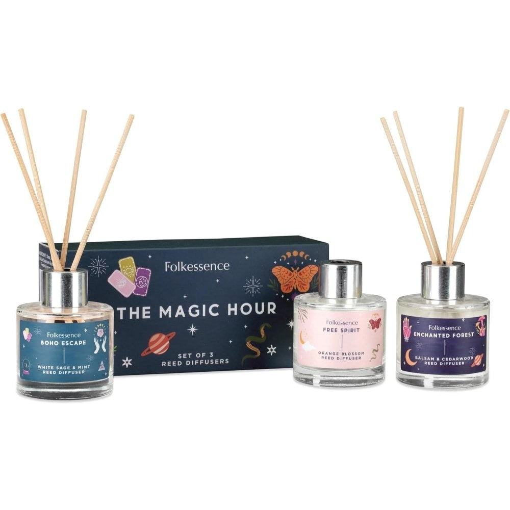 Set of 3 Reed Diffuser 50ml Magic Hour Folkessence White Sage Mint Ora ...