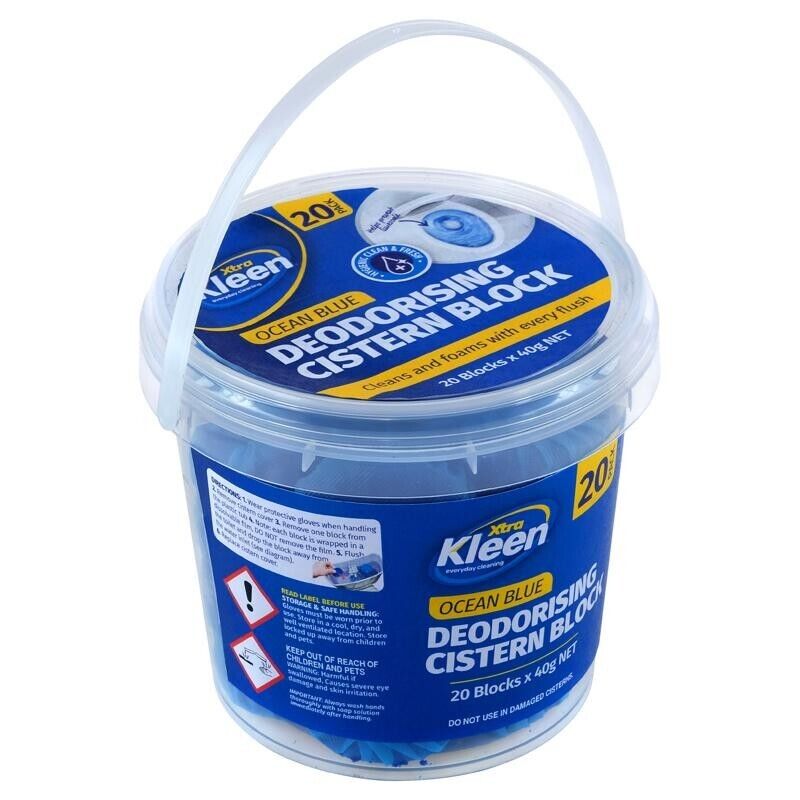 Pack of 20 Xtra Kleen Toilet Deodorising Cistern Block Ocean Blue 40 g ...