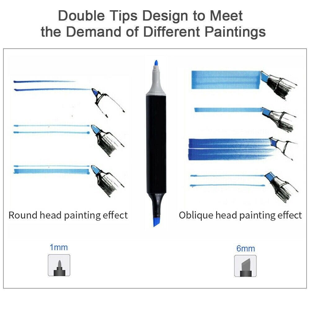 80pcs Marker Pen Set Dual Heads Graphic Artist Craft Sketch Touch Mark ...