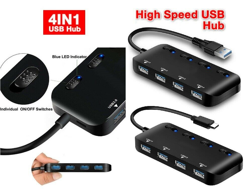 Multi USB 3.0 Type C USB-C Hub 4 Port Expansion High Speed iPad MacBoo ...