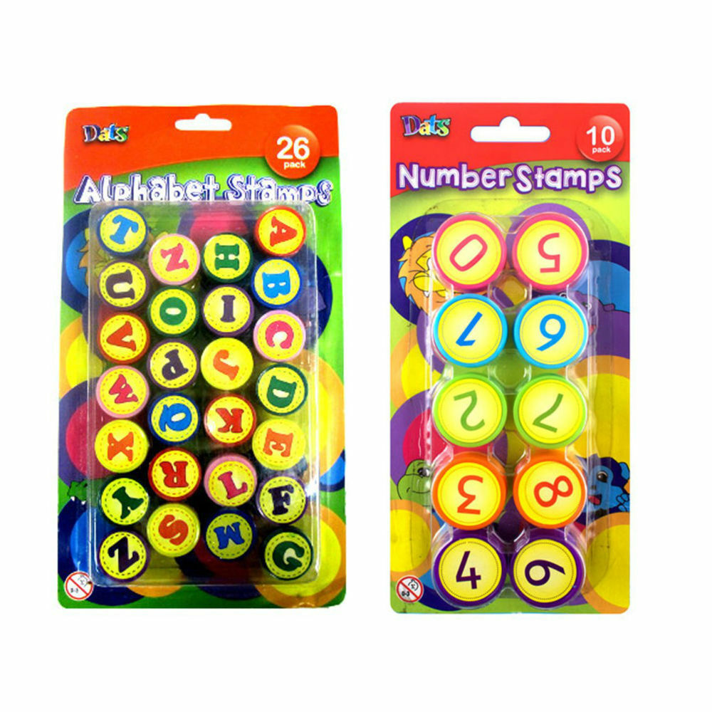 Kids Number & Alphabet Stamps Capital Letters Set Ink Stamp Children C ...
