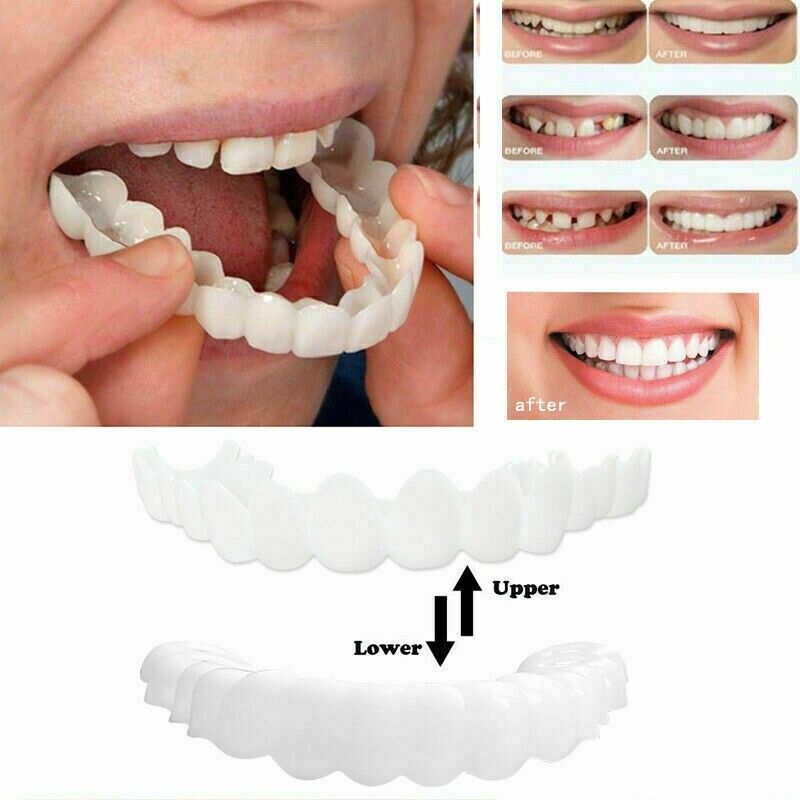 Snap On Bottom &Upper Lower False Teeth Dental Veneers Dentures Fake T ...
