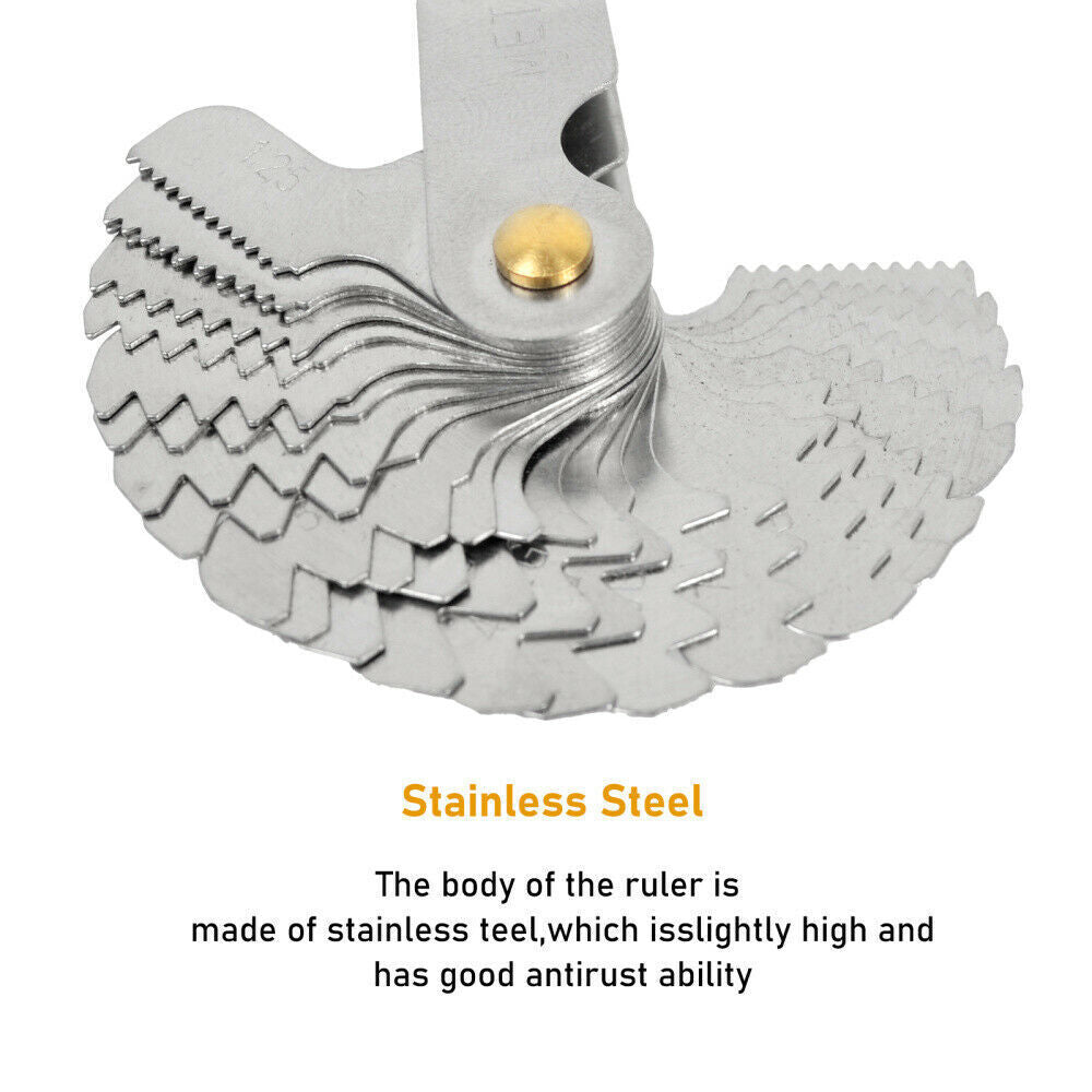 52 Blades Screw Gauge Thread Pitch Gage 60° Metric 55° Whit Worth Lock ...