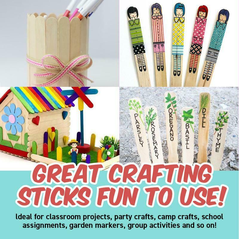 300X Craft Stick Wooden Paddle Pop Stick Coffee Tea Ice Cream Natural ...